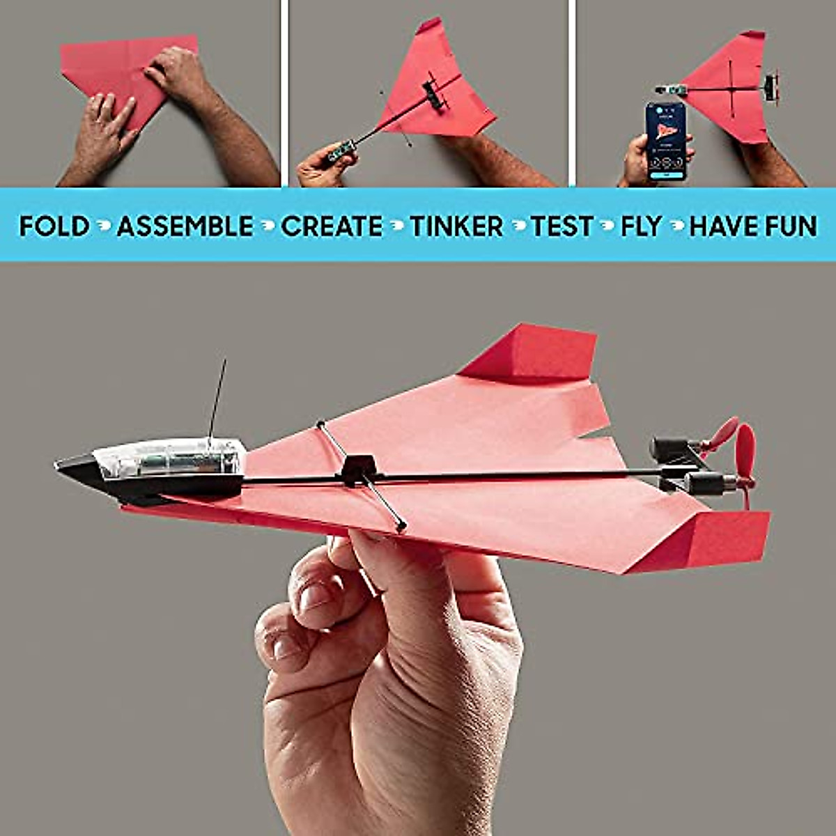 POWERUP 4.0 The Next-Generation Smartphone RC Controlled Paper Airplane Kit. Easy to Fly with Autopilot & Gyro Stabilizer. For Hobbyists, Pilots, Tinkerers. STEM Ready with DIY Modular Kit