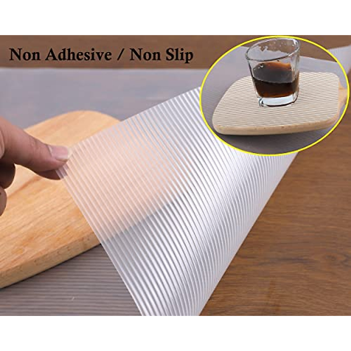 Shelf Liners for Kitchen Cabinets 11 Inch Wide X 20 Ft Non Adhesive Cabinet Drawer Liners Non Slip Clear Waterproof Closet Wire Pantry Shelves Liner Fridge Cupboard Mat for Kitchen Bathroom