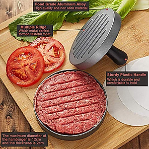 Bugucat Burger Press 50 Patty Papers Set - Non-Stick Hamburger Press Patty Maker Mold with Wax Patty Paper Sheets Meat Beef Pork Lamb Cheese Halal Nut Veg Veggie Burger Maker for BBQ Barbecue Grill