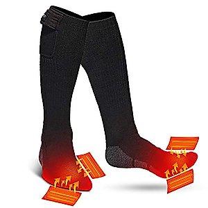 SNOW DEER Heated Socks,Upgraded 7.4V Rechargeable Battery Electric Socks for Men Women,Winter Cold Weather Warm Socks for Huting Fishing Camping Hiking Skiing Foot Warmer