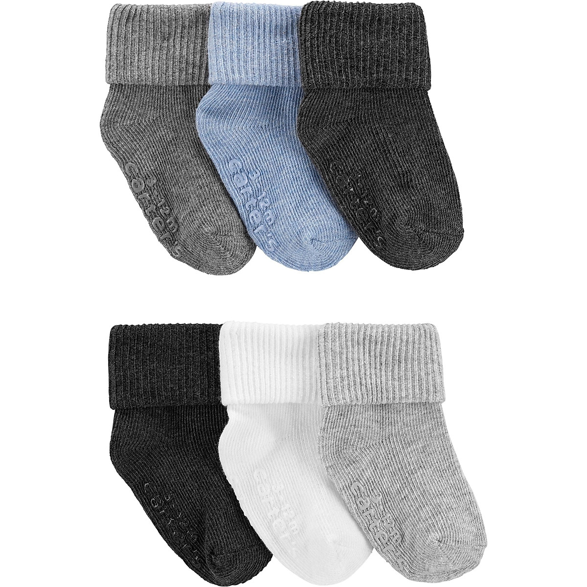 Carter's Baby-Boys Socks, Solid, 3-12 Months (Pack of 6)