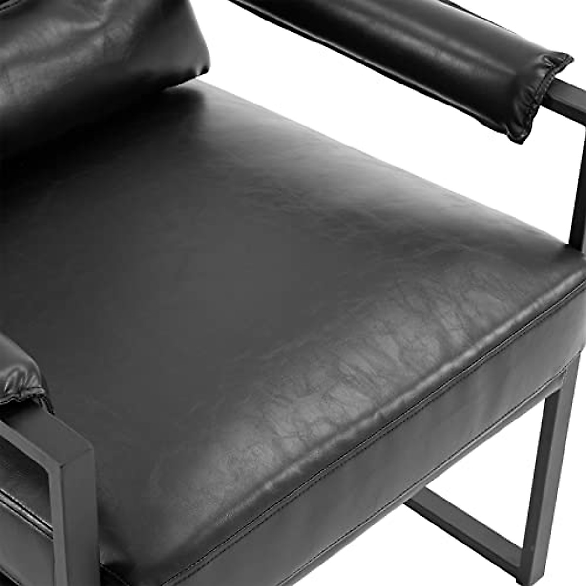 Black Office Guest Chair Reception Chair for Office Reception Lobby PU Leather Waiting Room Chair Reception Chair with Pillow, Leather Office Desk Guest Chair for Lobby Conference Room, 68 x81 x 88cm