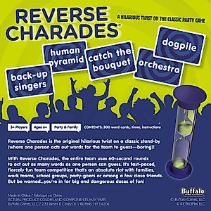 Buffalo Games - Reverse Charades - A Hilarious Twist On The Classic Party & Family Game - Great Party Game - Prompts for All Difficulty Levels - Ages 6 and Up