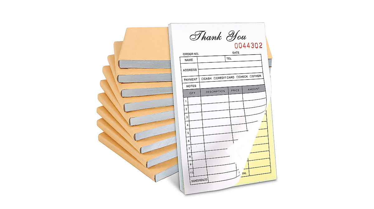 10 Pack Thank You Receipt Book, 3.4x5.5" Handheld 2-Part Carbonless ...