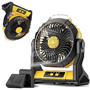 Geek Aire Portable Camping Fan with Lights, 20000mAh Detachable Rechargeable Battery Operated Fan, Battery Powered Outdoor Tent Fan with 4 Speeds & Hook, Personal Beach Fan for Camping Hiking