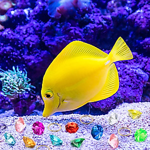 PANTIDE 35Pcs Acrylic Diamond Gems Jewels Alloy Gold Round Ring Set the Blue Hedgehog Chaos Emeralds Power Rings Party Favor Supplies Cake Decoration Pirate Treasure Chest Hunt with Bag