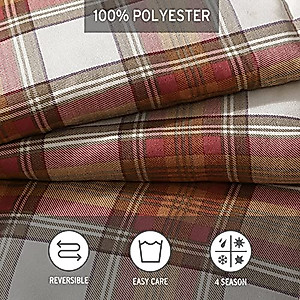 Eddie Bauer - King Comforter Set, Reversible Alt Down Bedding with Matching Shams, Breathable Home Decor for All Seasons (Edgewood Red/Beige, King)