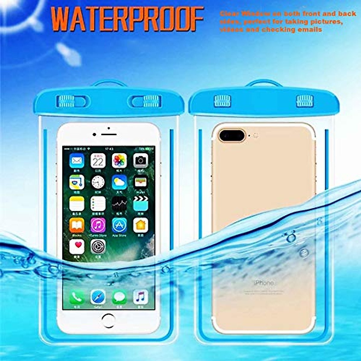 Universal Waterproof Case,Waterproof Phone Pouch Dry Bag Compatible with iPhone 11 PRO MAX Xs Max/XR/X/8/8P/7/7P,Galaxy s9,s8 s6 Plus Edge Diagonal to 6.3",Pouch Pools Beach Kayaking Travel Bath-Pink
