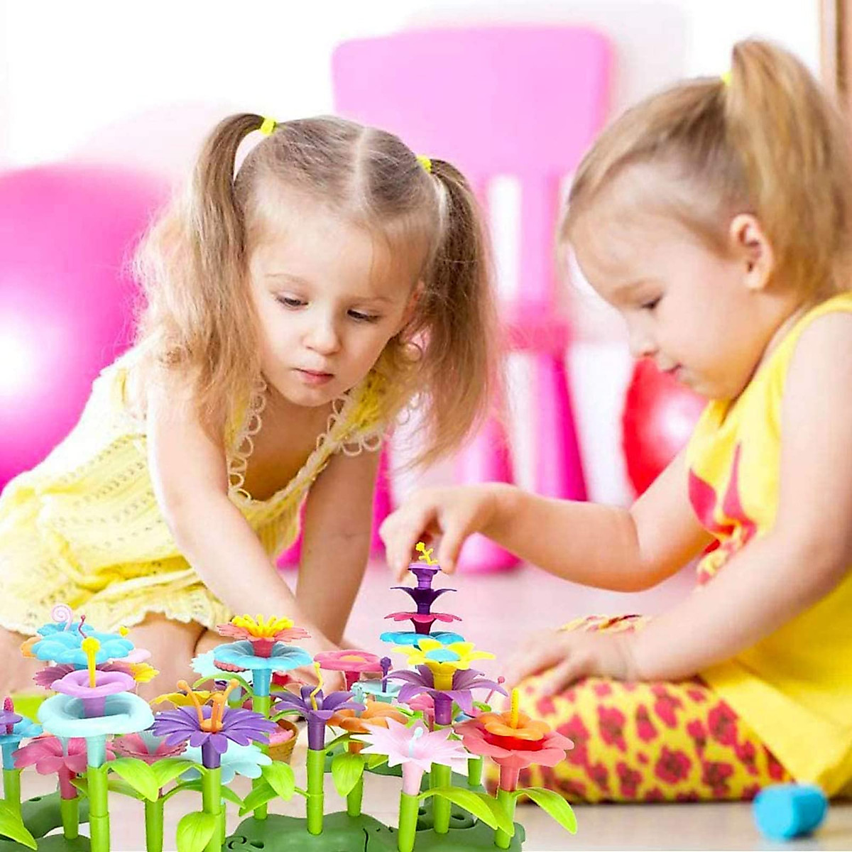 COSILY Flower Toys for Toddler 3 4 5 6 7 Years Old Girls Boys,Flower Garden Building Toy STEM Educational Activity Preschool Toys for Kids Age 3-6 (98 PCS)