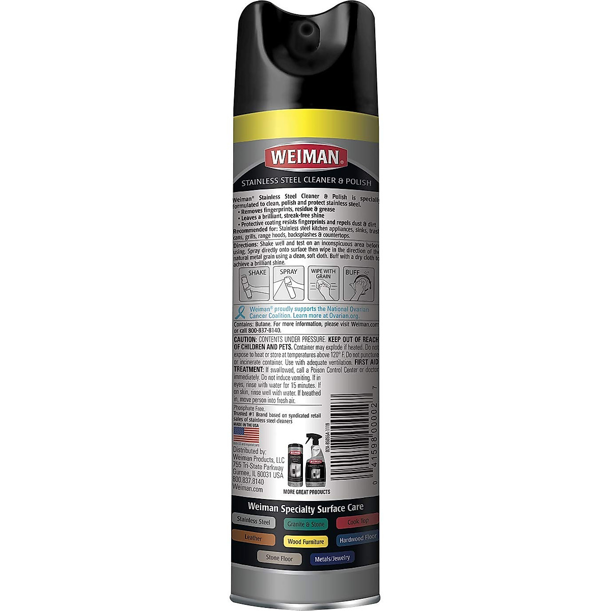 Weiman Stainless Steel Cleaner and Polish Spray, Fights Fingerprints, Leaves No Streaks, 12 Oz