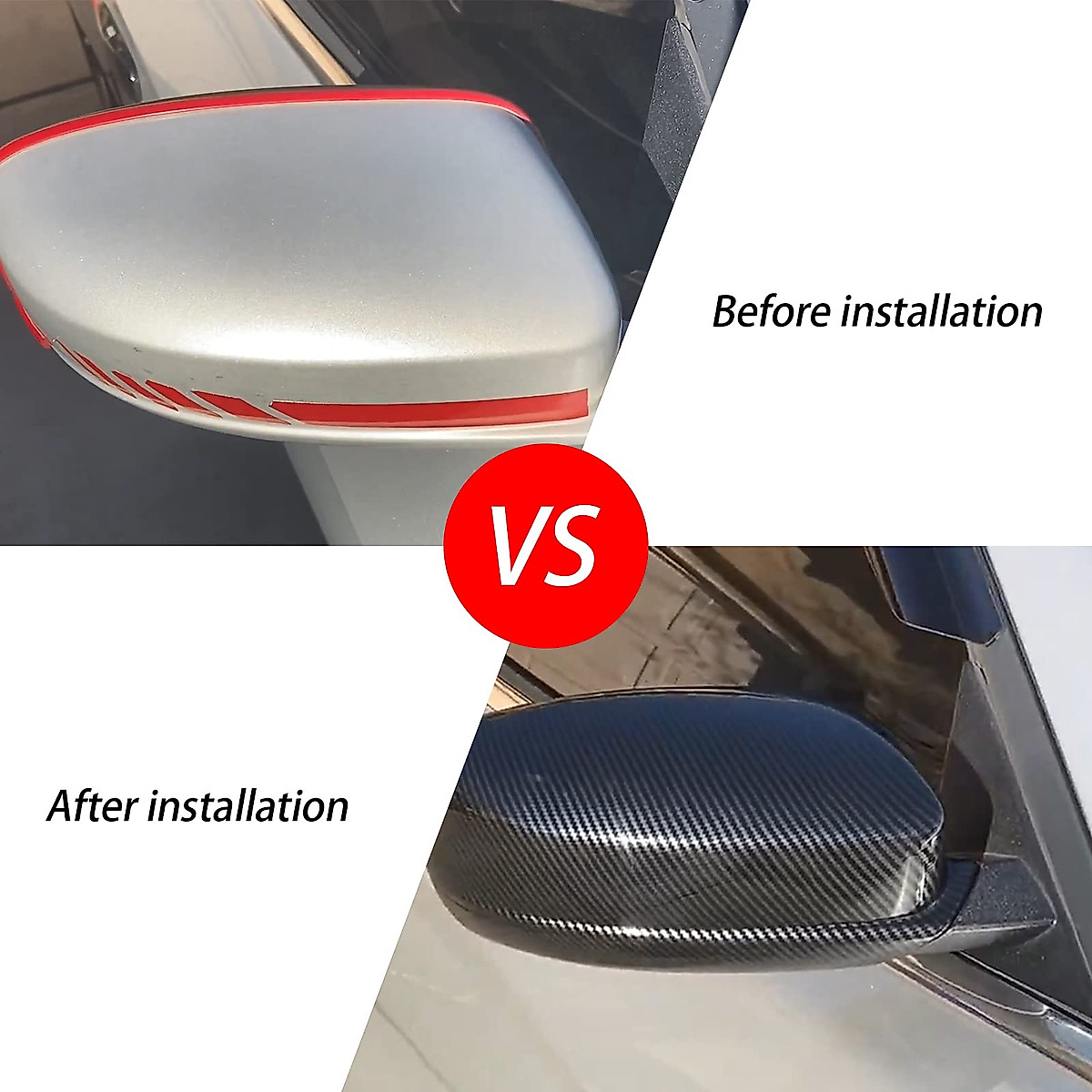 sportuli Carbon Fiber Side Mirror Caps + Door Handle Covers Replace for 2011-2021 2022 2023 2024 Dodge Charger