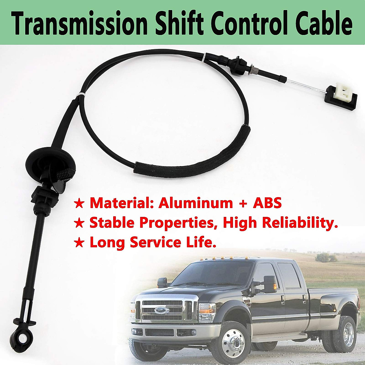 XC3Z-7E395-DA Automatic Transmission Shift Control Cable, Compatible with Ford F-250 F250 Super Duty Excursion 1999-2004 5.4L 6.8L Engines Only, By LIYYOO