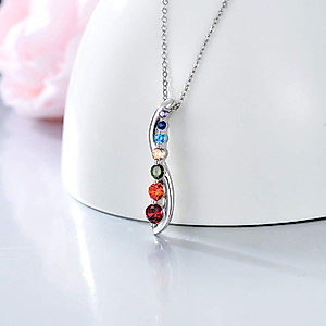 MISTBEE 925 Sterling Silver Chakra Necklace Yoga Pendant Chakra Necklaces Healing Crystals Pendant Jewelry Gifts for Women