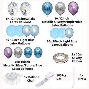 Finypa Snowflake Balloon Garland Arch kit 90pcs Snowflake Balloons for Winter Wonderland, Holiday, Christmas, Baby Shower, Snow Princess Birthday Party Decorations Garland Balloon with Purple White