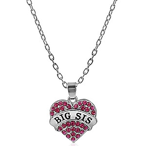 Cute Gifts for Girls, Teens, Tweens, Nieces, Granddaughters, Stocking Stuffer Ideas, Big Sis & Lil Sis Valentine Heart Necklace Set, 2 Sister Necklaces for Teens & Girls, Big & Little Sisters Jewelry Gifts for Twin Girls, Christmas Jewelry Presents (Dark
