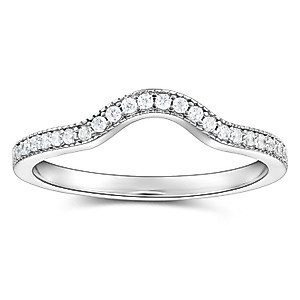 espere Sterling Silver Curved Wedding Band Ring Enhancer Pave Arched Rings