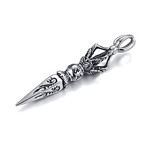 AIKESIWAI Evil warding off pendant Titanium steel pendant, Necklace for men,Falling magic pestle pendant, sacred object for warding off evil spirits (Silver)