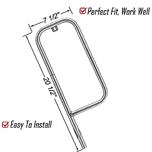 SUONA 41862 20.5 Inch 304SS Grill Burner Tube with Screw for Weber Q200, Q220, Q2000, Q2200 Grill Parts for Weber Q Series 396000 396001 396002 566002 53060001 54060001 60041 1-Pack BR-41