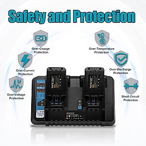 POWTREE Upgraded 3.5Ah 2Packs BL1860B Battery and DC18RD Charger Compatible with Makita 18V Battery BL1860 BL1850 BL1850B BL1840 BL1840B BL1830 BL1830B BL1815B LXT400 18-Volt Power Tools Batteries