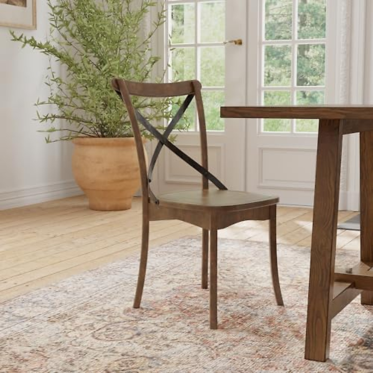 Alpine Furniture Arendal Set of 2 Side Chairs in Burnished Dark Oak (Brown)