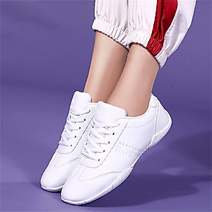 NIYAOSM Girls White Cheer Shoes Comfortable School Shoes for Girls Cheerleading Dancing Women Competition Training Sneakers Size 6
