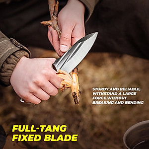 AOSILEY Pocket Fixed Blade Knife with Wood Handle and Leather Sheath for Camping, Outdoor Hunting,Tactical, Survival and EDC