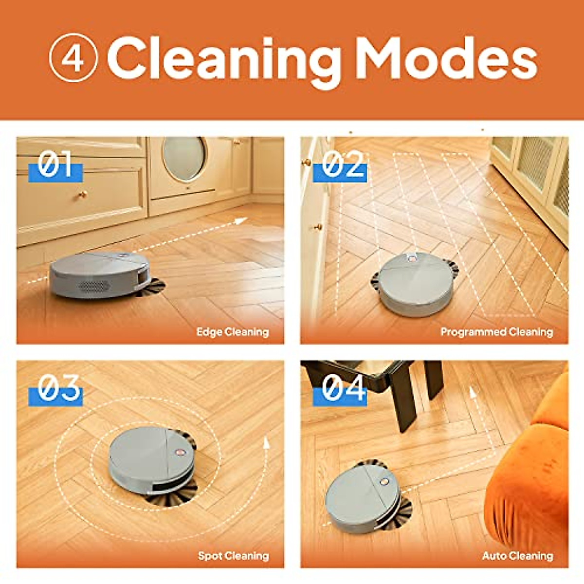 LIGHT 'N' EASY Robot Vacuum Automatic Emptying, Ultra-Quiet, Ultra-Thin, Auto-Charging Robotic Vacuum Cleaner, Good for Pet Hair, Low-Pile Carpets, Hard Floors