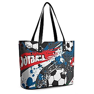 Womens Handbag Football Sport Leather Tote Bag Top Handle Satchel Bags For Lady