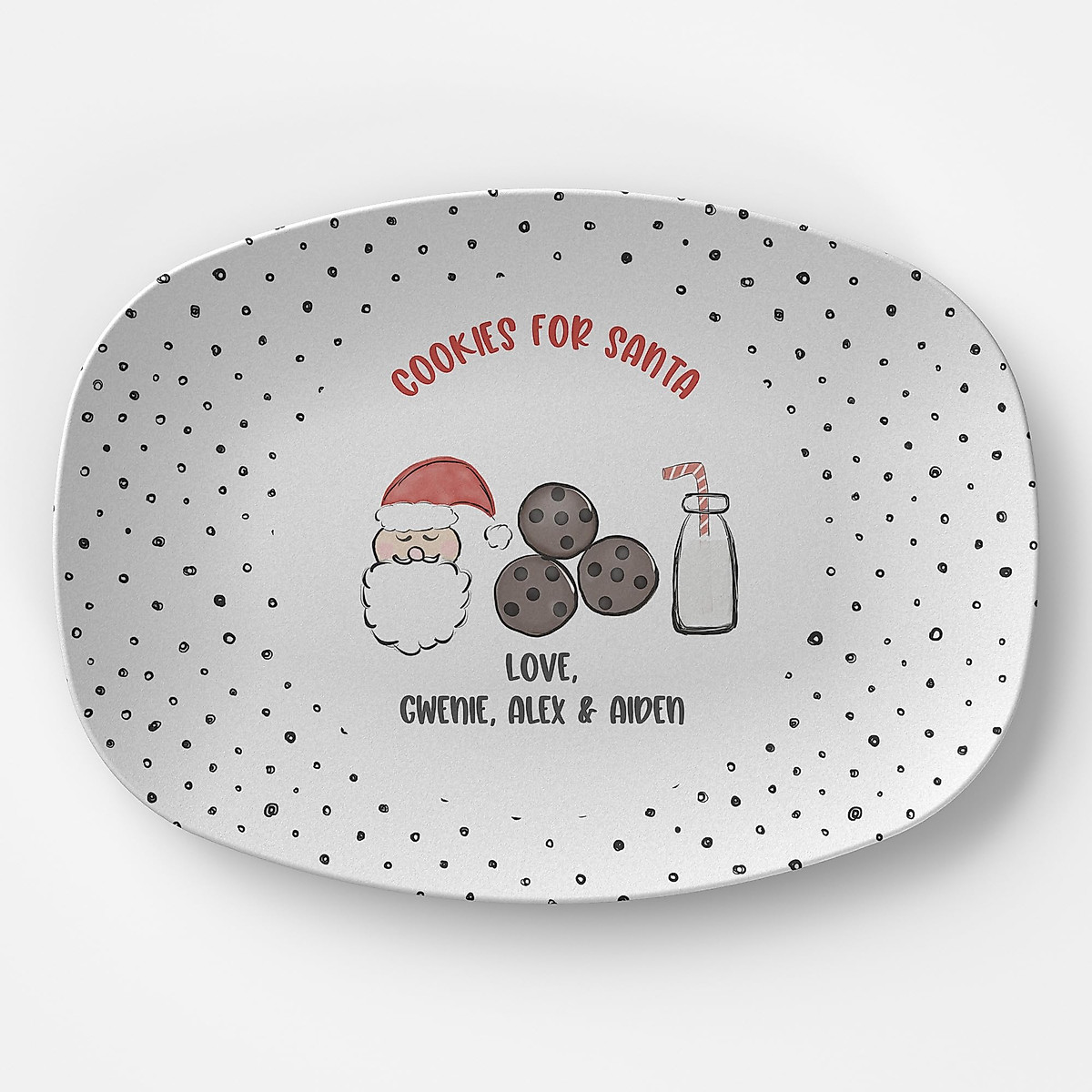 Christmas Personalized Cookies for Santa Plate and Milk Mug Set- Custom Festive Holiday Keepsake - Milk and Cookies