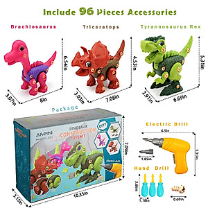 Alyfini Dinosaur Toys Kids Toy for 8,7,6,5,4 Year Old, Take Apart Dinosaur Toys Stem Educational Construction Building Toys for Kids with Electric Drill, Birthday Gifts for Toddlers Boys Girls Age 3-5