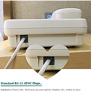 LanSenSu 15-Feet Telephone landline Extension Cord Cable Cord with Standard RJ-11 6P4C Plug (White 15-ft, 2Pack)