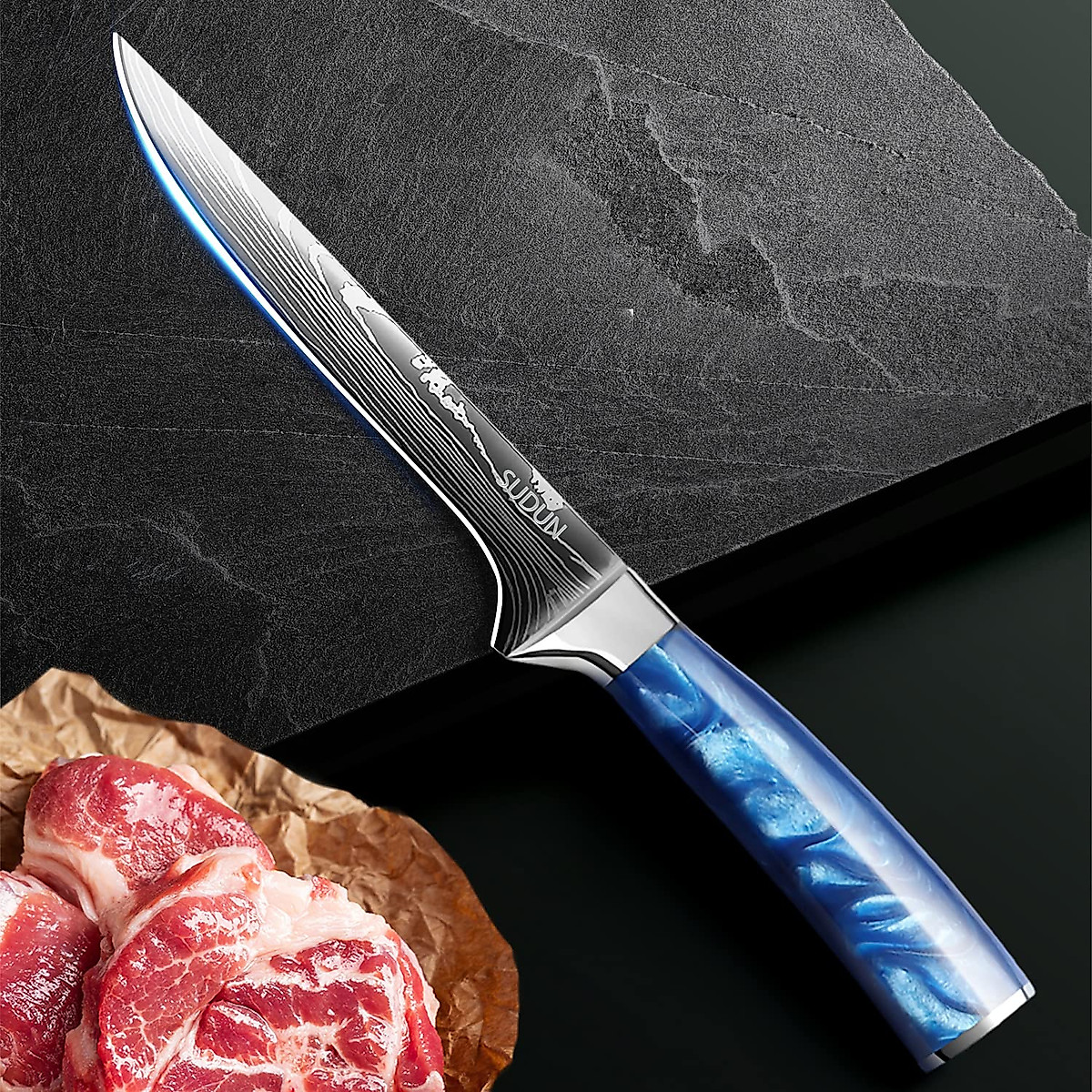 SUDUN Boning Knife 6 Inch, Versatile Deboning Knife，German High Carbon Stainless Steel Kitchen Knives for Meat Fish Poultry Chicken, Ergonomic Resin Handle with Gift Box