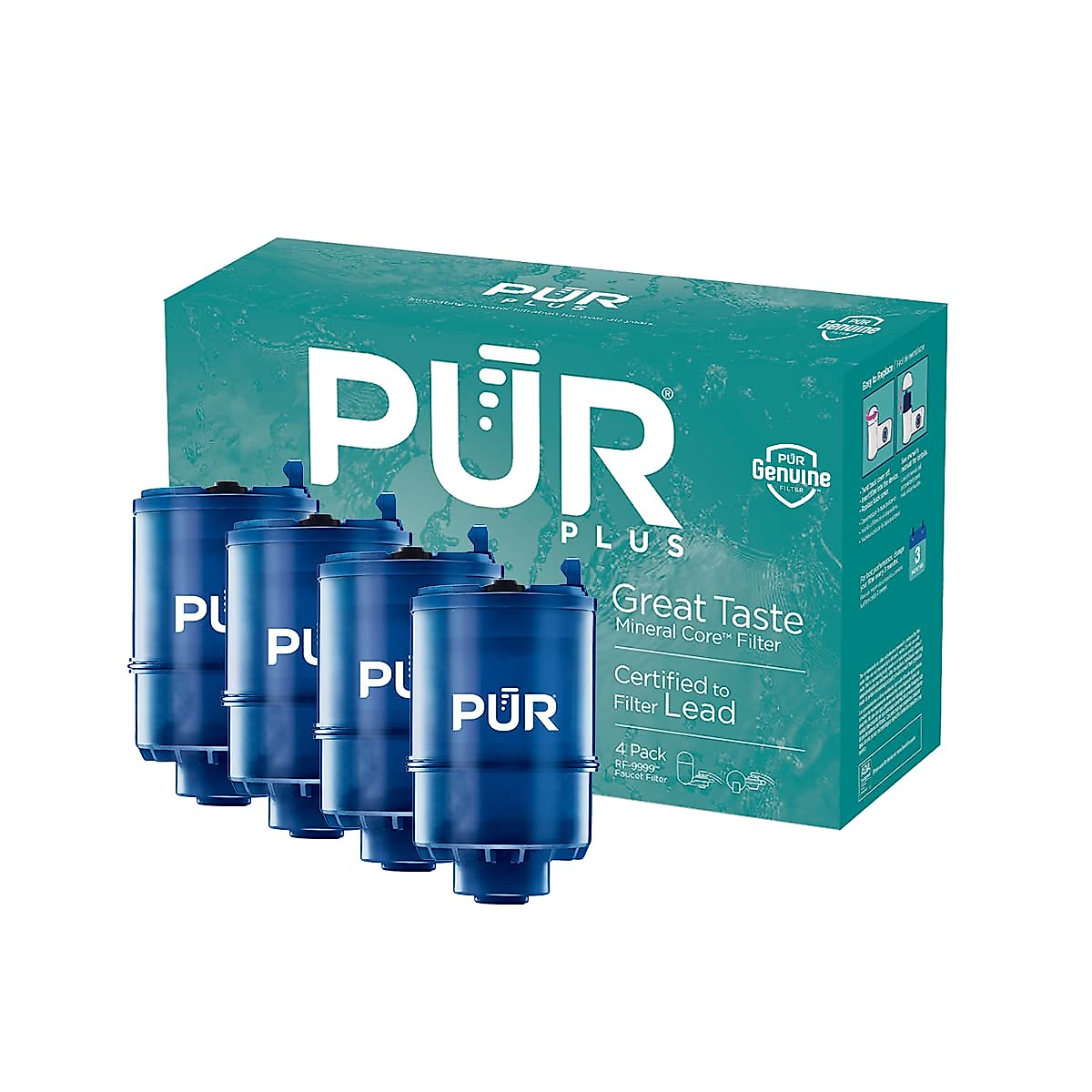 PUR PLUS Faucet Mount Water Filtration System Bundle with 4 Replacement Filters