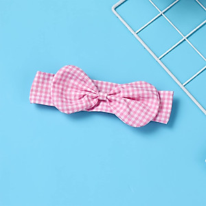 Toddler Baby Girl Tutu Dress Pink Plaid Dress Infant Pink Plaid Baby Girl Outfit Summer Sleeveless Stirped Ruffle Dress Bowknot Princess Birthday Party Dress Sundress with Headband Set Pink 6-12 Month