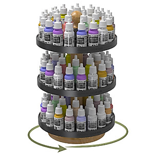 Evemodel Rotatable Paint Organizer Pigment Bottle Spinning Rack Stand Desktop Holder Shelf (3 layers small holes)