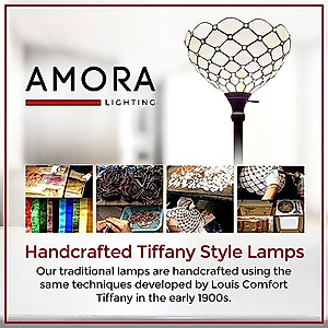 Amora Upright Tiffany Floor Lamp - 72” Pearl Stained Glass Floor Lamp