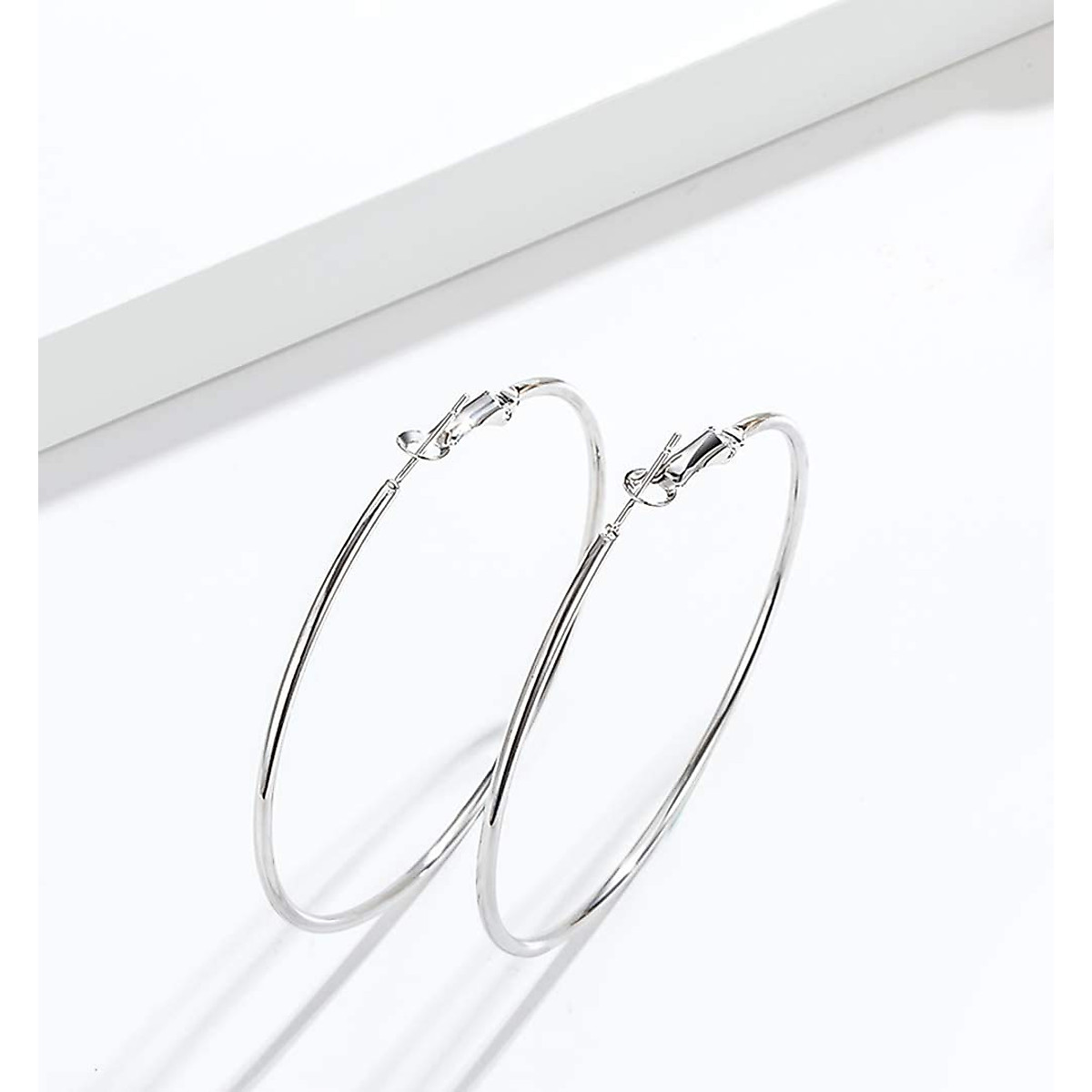 VONALA 925 Sterling Silver Circle Endless Hoop Earrings - Jewellery for Women 65MM