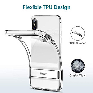 ESR Metal Kickstand Case for iPhone XR, [Vertical and Horizontal Stand] [Reinforced Drop Protection] Flexible TPU Soft Back for The iPhone XR, Clear