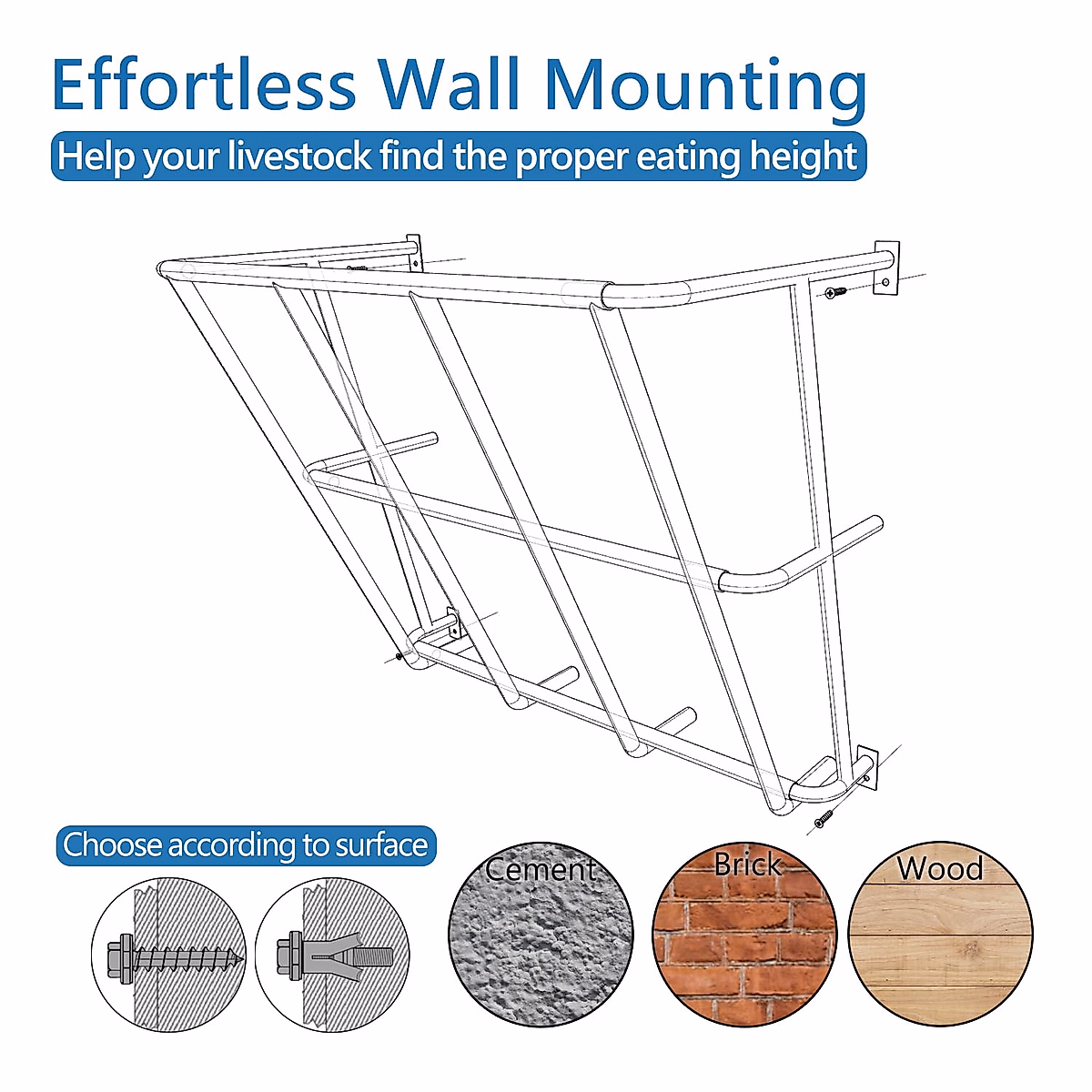 BUYYAH Hay Feeder Goat, 20 Gallon Multiple Sided Goat Hay Rack, Heavy Duty Iron Wall Hay Rack for Sheep, Horses, Effortless Installation in Farm, Yield