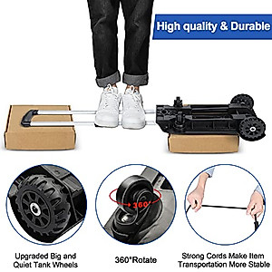 tomser Folding Hand Truck 4 Wheel-rotate 360 lbs Heavy Duty Solid Construction Utility Cart Compact and Lightweight for Luggage/Personal/Travel/Auto/Moving and Office Use
