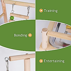 Parrots Playstand, Bird Playground, Bird Parrot Perch Stand, Parrot Climbing Ladder Swing Toy for Small Parakeets, Cockatiels, Finches, Budgie(14.57 * 10.24 * 17.32IN)