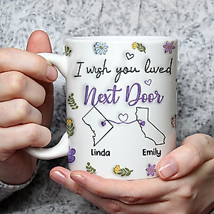 Wrappiness I Wish We Lived Closer Mug - Bestie Personalized Custom 3D Printed Cup - Long Distance Friendship Mug for Friends, BFF, Sisters, Custom State to State Gift for Best Friends