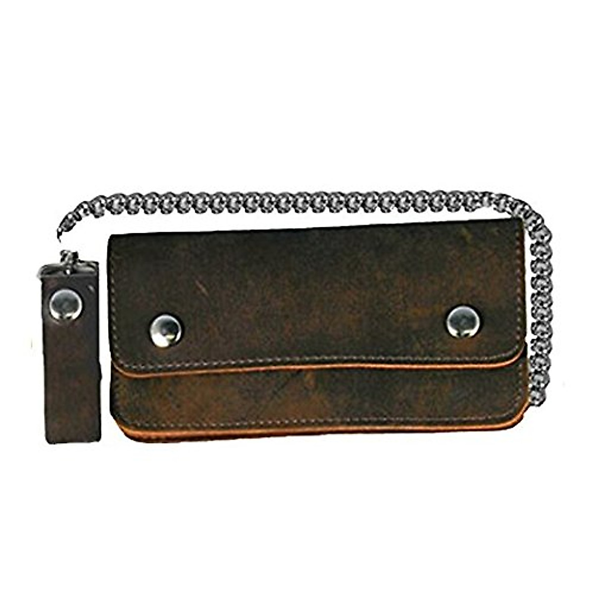 Leather Biker Billfold Chain 8 inch Wallet Natural Tan Brown Distressed Leather Made in USA