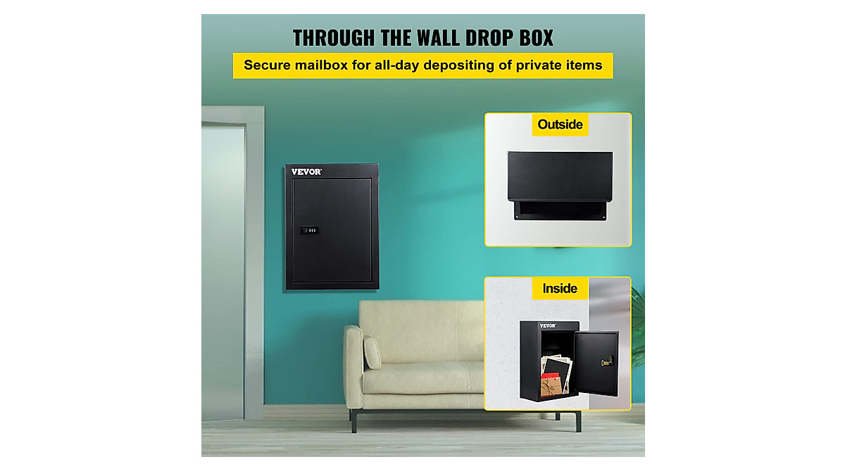 Secure Wall Mount Drop Box with Adjustable Chute - VEVOR Mailbox