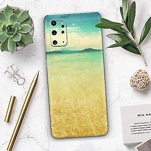 DesignSkinz Vintage Vibrant Beach Scene Protective Vinyl Decal Wrap Skin Cover Compatible with The Samsung Galaxy S20 (Screen Trim & Back Glass Skin)
