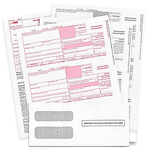 NextDayLabels - 1099-NEC Forms for 2024, 4-Part Tax Forms, Vendor Kit of 50 Laser Forms and 50 Self-Seal Envelopes, Forms Designed for QuickBooks, TFP and Other Accounting Software
