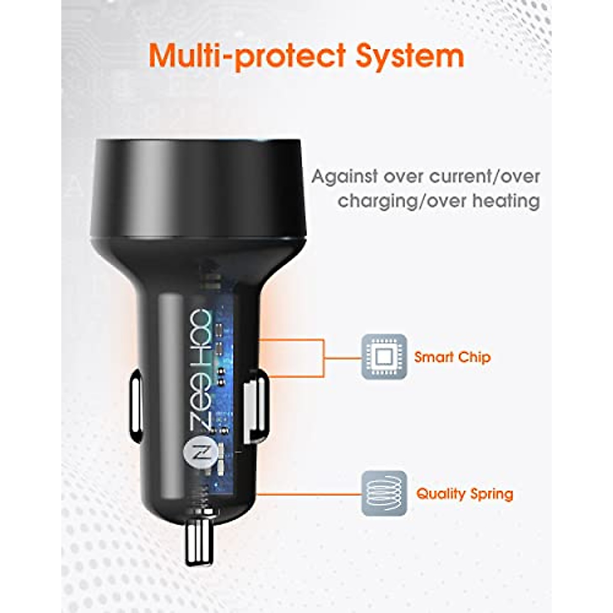 Car Charger, ZeeHoo USB C Car Charger Adapter QC 3.0&PD Dual Port 45W Fast Charging for Apple iPhone 14 13 12 11 Pro Max Mini, Samsung Galaxy S23 Ultra/S22/Z Fold4 Flip 4/S21/Note20/Pixel/LG