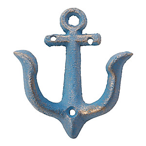 Vintage Rustic Cast Iron Nautical Wall Hooks Coat Hooks Rack, Nautical Anchor Wall Hooks for Home Bathroom Towel Coat Hooks Hanger (Screws Included)