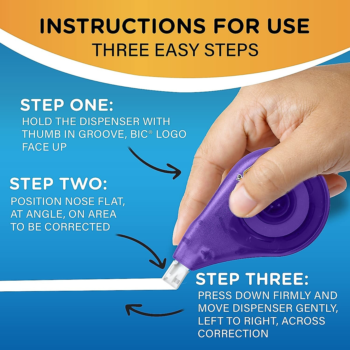 BIC Wite-Out Brand EZ Correct Correction Tape, 39.3 Feet, 2-Count Pack of white Correction Tape, Fast, Clean and Easy to Use Tear-Resistant Tape Office or School Supplies