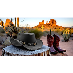 Showerproof Outback hat Also Worn as Leather Cowboy hat, Australian Hats for Men & Women Black